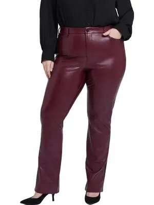 NYDJ NYDJ Sculpt Her Marilyn Faux Leather Straight Leg Pants Tavern