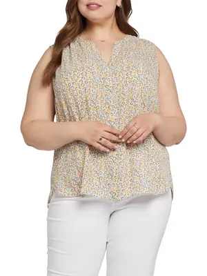 NYDJ NYDJ Print Sleeveless Top Sand Cat