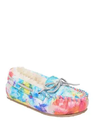 Minnetonka Cassie Tie Dye Slipper - Bright Blue Splash