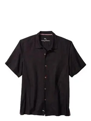 Tommy Bahama Tropic Isles Short Sleeve Button-up Silk Shirt - Black