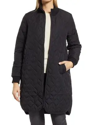 ILSE JACOBSEN Long Quilted Jacket - Black/black