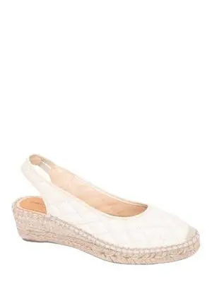 PATRICIA GREEN Valencia Slingback Wedge Espadrille - Quilted Beige