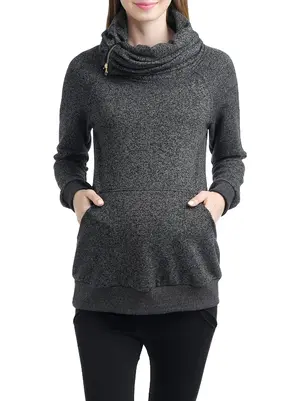 KIMI + KAI Kimi And Kai Thea Zip Collar Maternity Sweatshirt Black