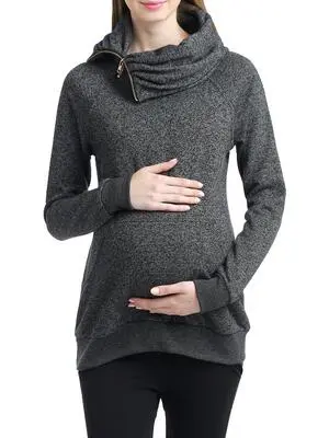 KIMI + KAI Kimi And Kai Thea Zip Collar Maternity Sweatshirt Medium Gray