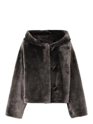 YVES SALOMON Hooded Shearling Jacket - Green