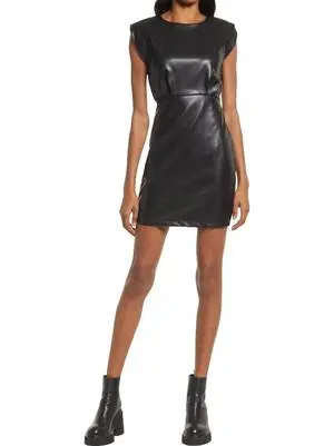 BISHOP + YOUNG Morgan Faux Leather Mini Dress - Black