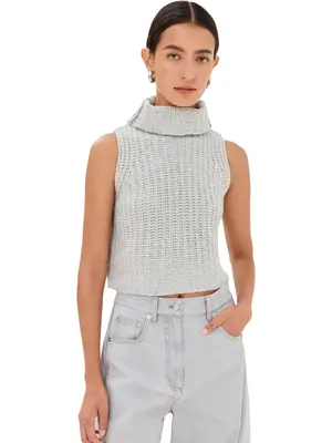 Sablyn Saige Cashmere Turtleneck Sleeveless Sweater - Foggy