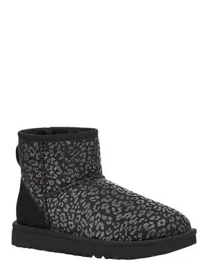 UGG UGG Classic Mini II Shearling Lined Boot Black Snow Leopard Suede