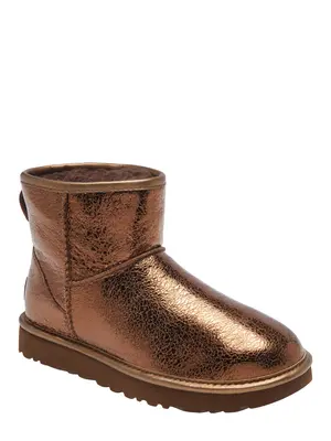 UGG UGG Classic Mini II Shearling Lined Boot Bronze Metallic Sparkle