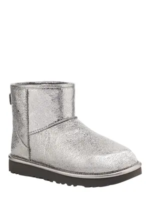 UGG UGG Classic Mini II Shearling Lined Boot Gunmetal Metallic Sparkle