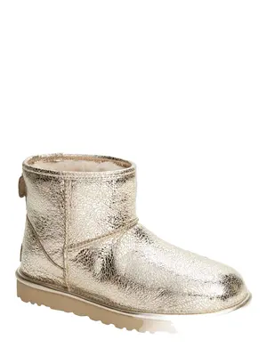 UGG UGG Classic Mini II Shearling Lined Boot Soft Gold Metallic Sparkle