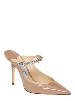 JIMMY CHOO Bing Crystal Embellished Patent Mule - Ballet Pink