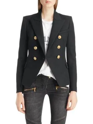 Balmain Double-breasted Wool Blazer - Black