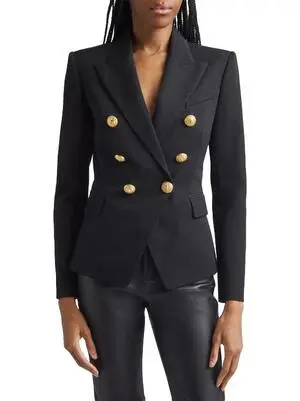 Balmain Double-breasted Wool Blazer - Black