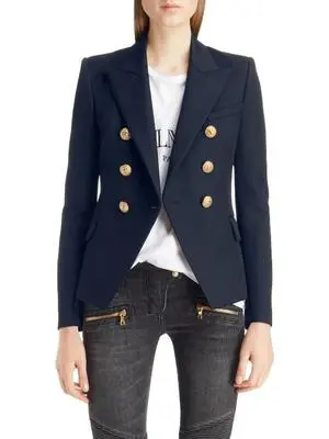 Balmain Double-breasted Wool Blazer - Marine Blue