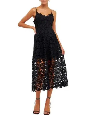 Endless Rose Lace Midi Dress - Black
