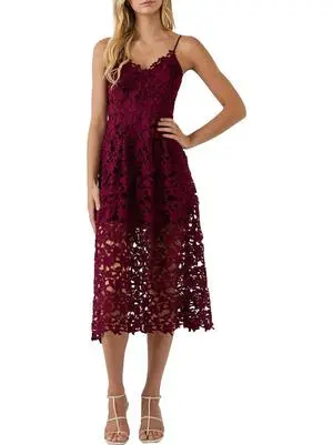 Endless Rose Lace Midi Dress - Burgundy