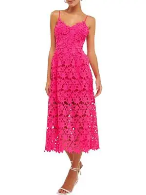 Endless Rose Lace Midi Dress - Fuchsia