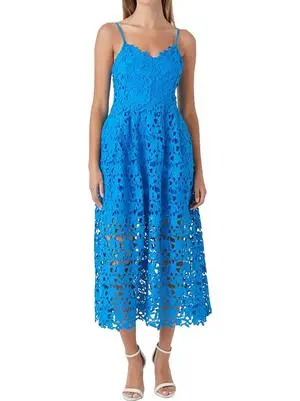 Endless Rose Lace Midi Dress - Ocean Blue