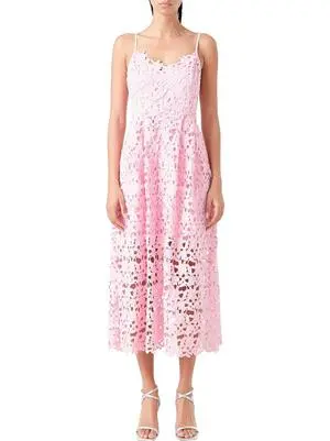 Endless Rose Lace Midi Dress - Pink