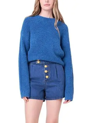 English Factory Cozy Crewneck Sweater - Dark Blue