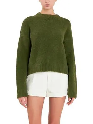 English Factory Cozy Crewneck Sweater - Khaki