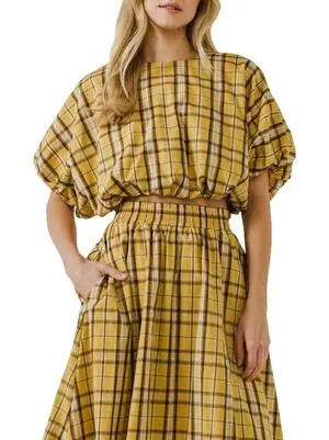 English Factory Plaid Crop Top - Yellow Multi