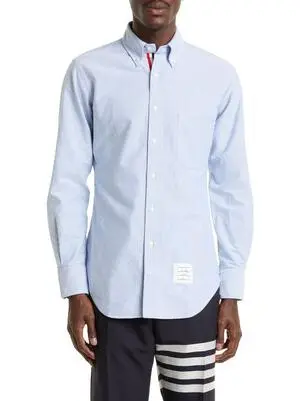 Thom Browne Cotton Button-down Shirt - Light Blue