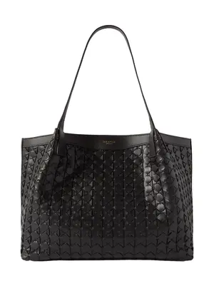 SERAPIAN Secret Small Woven Leather Tote - Black