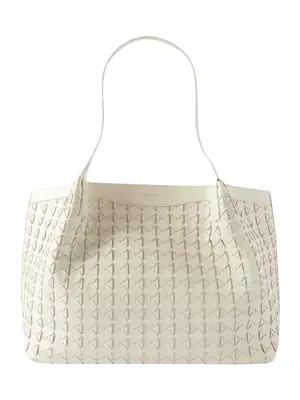SERAPIAN Secret Small Woven Leather Tote - Off-white