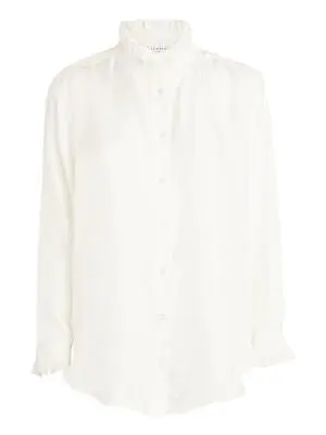 SANDRO Silk Gathered-Collar Shirt