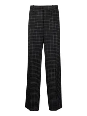 Off-White Grid Pattern Straight Leg Trousers - Black