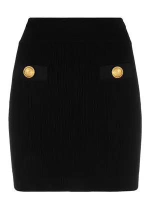 Balmain Decorative Button Mini Skirt - Black