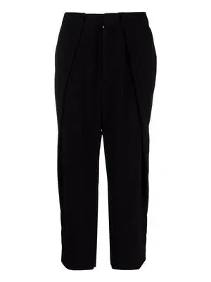Balmain Cropped Straight-leg Crepe Trousers - Black