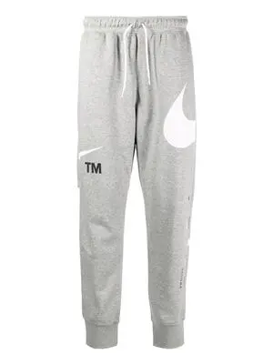 Nike Swoosh Drawstring Cotton Track Pants - Grey