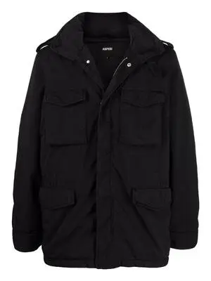 Aspesi Cargo-pocket Hooded Coat Black
