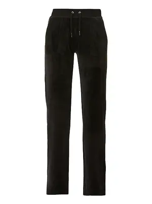 Juicy Couture Logo-embroidered Velour Trousers - Black