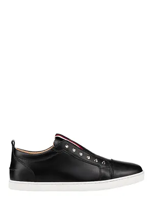 CHRISTIAN LOUBOUTIN F.a.v Fique A Vontade Leather Trainers - Black