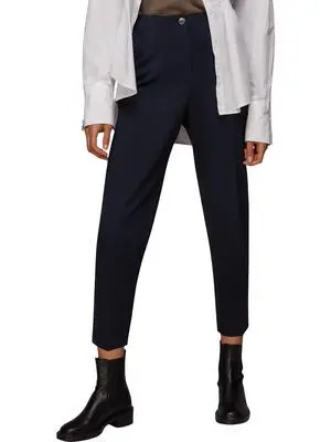 Whistles Lila Tapered Ponte Cropped Pants - Navy