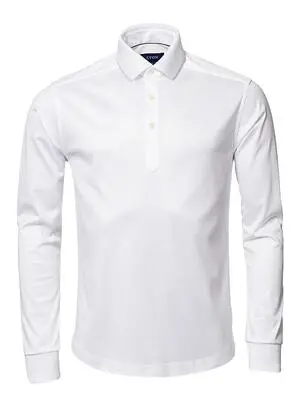 Eton Contemporary Fit Jersey Long Sleeve Polo Shirt - White