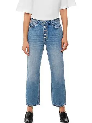 Whistles Hollie High Rise Cropped Straight Jeans - Denim