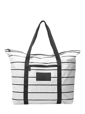 ALOHA COLLECTION Pinstripe Day Tripper Tote - Black On White