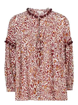 Poupette St Barth Clara Leopard-print Blouse - Red