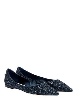 JIMMY CHOO Love Glitter Ballet Flats Pointed Toe Flat - Blue