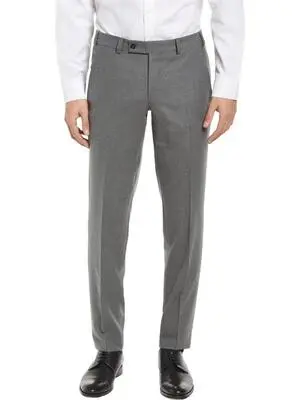 Ted Baker London Jerome Flat Front Wool Dress Pants - Light Grey