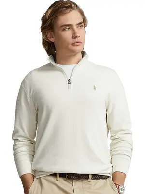 Ralph Lauren Luxury Jersey Quarter-zip Pullover - Parchment Cream