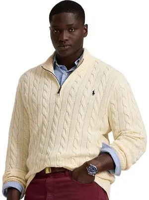Ralph Lauren Cable-knit Quarter-zip Sweater - Andover Cream