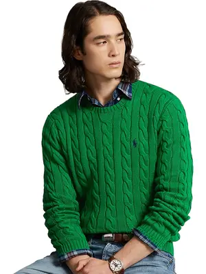 Ralph Lauren Cable-Knit Quarter-Zip Sweater Athletic Green