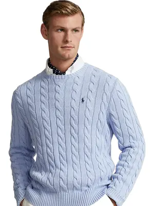 Ralph Lauren Cable-Knit Quarter-Zip Sweater Blue Hyacinth