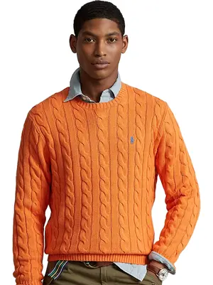 Ralph Lauren Cable-Knit Quarter-Zip Sweater Brazil Orange Heather